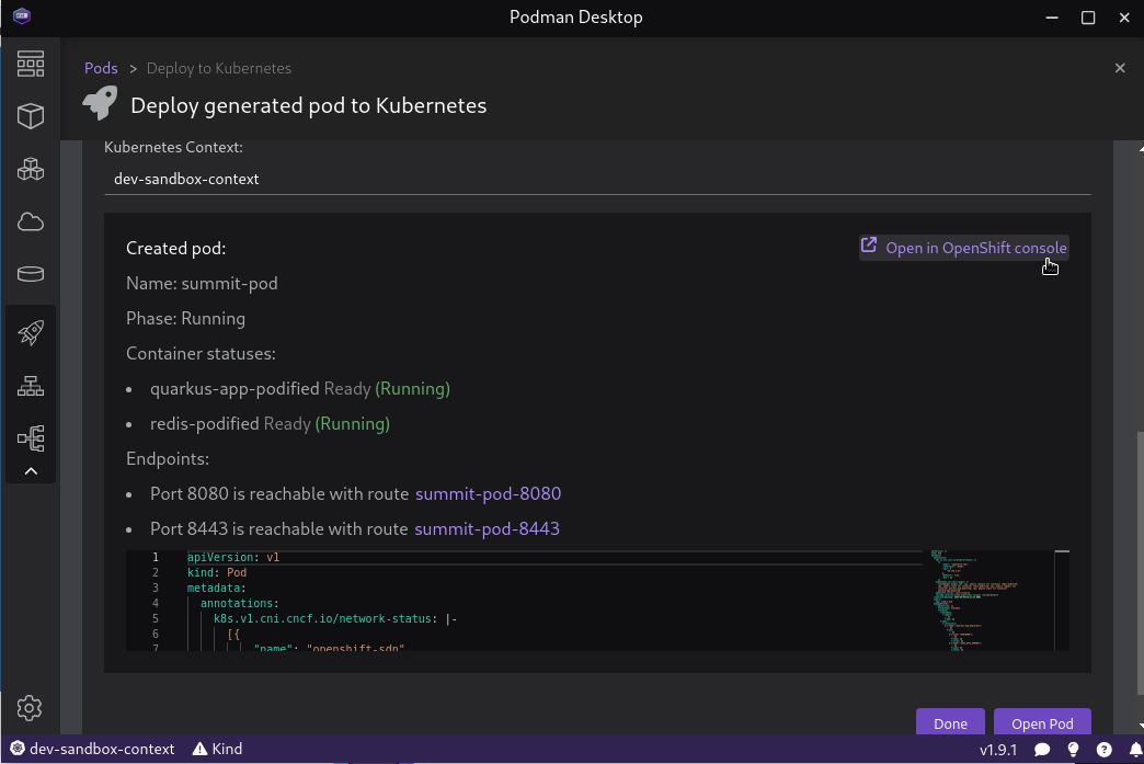 Deploying Pods to Kubernetes :: Podman Desktop Tutorial